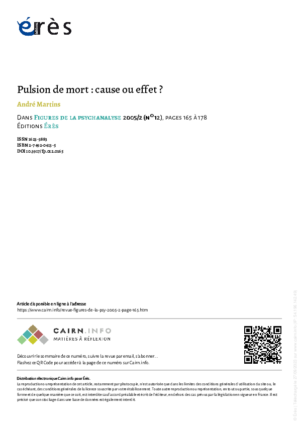 (PDF) Pulsion de mort : cause ou effet