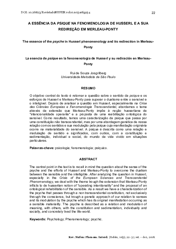 (PDF) A essência da psique na fenomenologia de Husserl e a sua ...