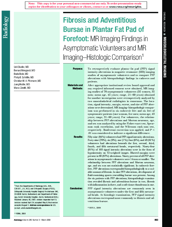 (PDF) Fibrosis and Adventitious Bursae in Plantar Fat Pad of Forefoot ...