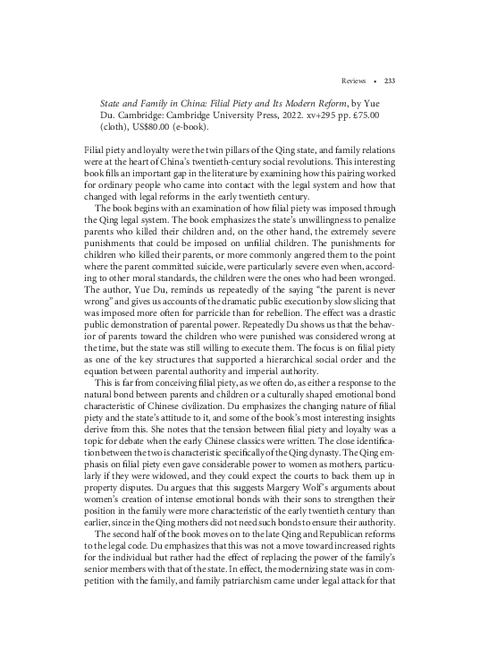 (PDF) Henrietta Harrison on Du, State and Family in China in the China ...