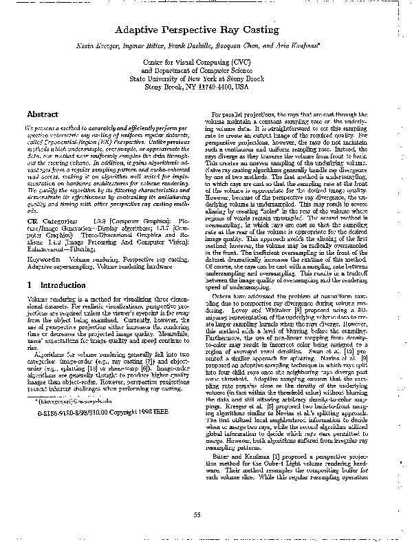 Pdf Adaptive Perspective Ray Casting