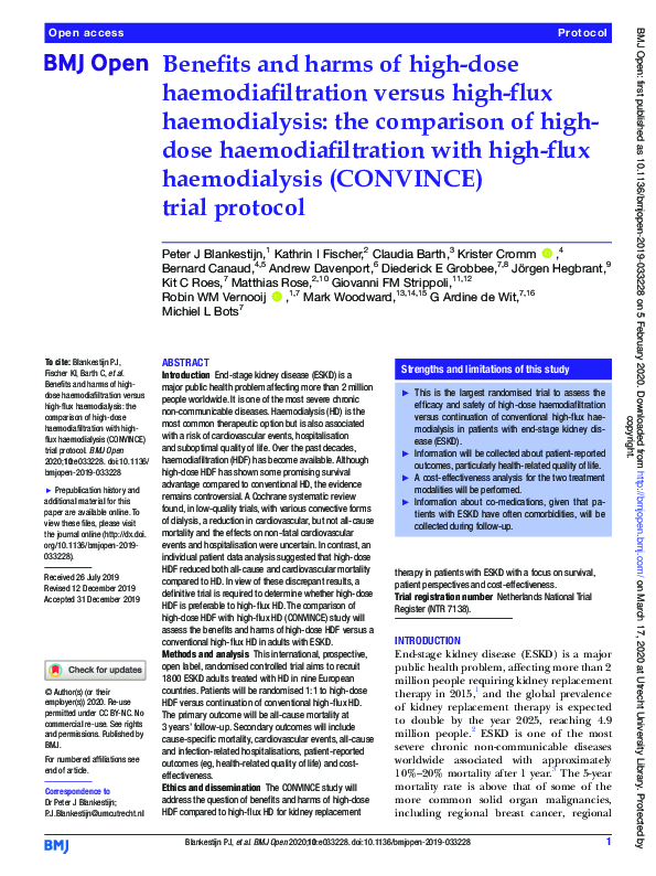 (PDF) Benefits and harms of high-dose haemodiafiltration versus high ...