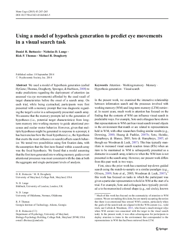 (PDF) Using a model of hypothesis generation to predict eye movements ...