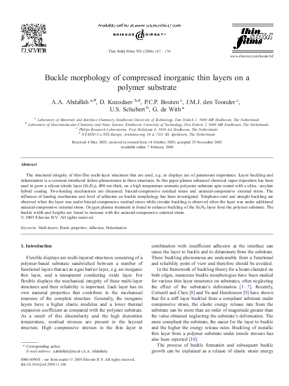 (PDF) Buckle morphology of compressed inorganic thin layers on a ...