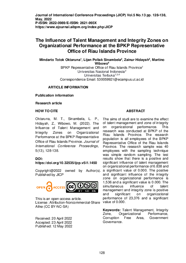 (PDF) The Influence of Talent Management and Integrity Zones on ...