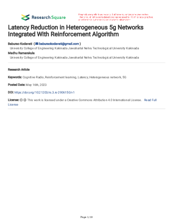 (PDF) Latency Reduction in Heterogeneous 5g Networks Integrated With Reinforcement Algorithm