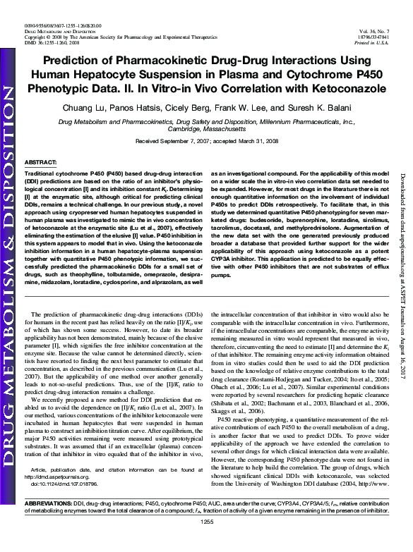 (PDF) Ketoconazole-Driven Drug-Drug Interaction Predictions