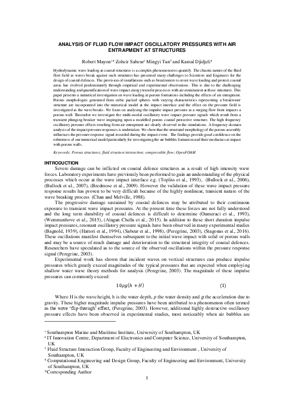 (PDF) Analysis of Fluid Flow Impact Oscillatory Pressures with Air ...