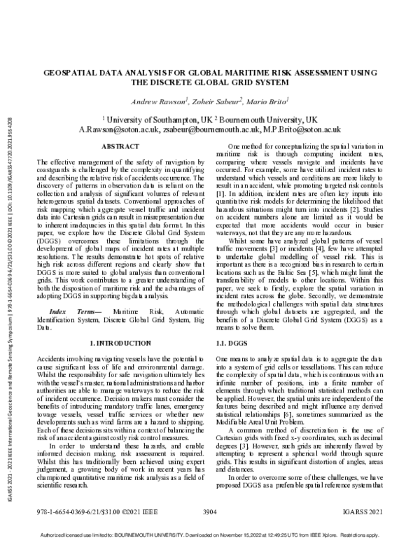 Pdf Geospatial Data Analysis For Global Maritime Risk Assessment Using The Discrete Global