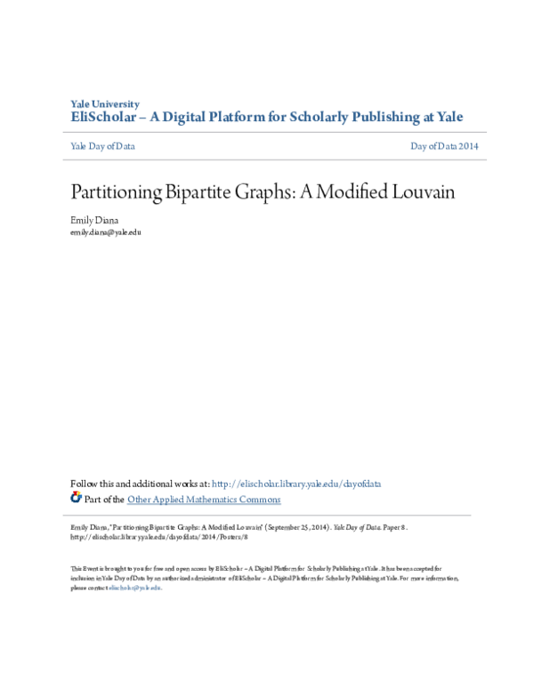 (PDF) Partitioning Bipartite Graphs: A Modified Louvain