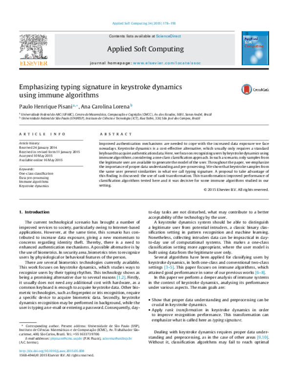 (PDF) Emphasizing typing signature in keystroke dynamics using immune ...