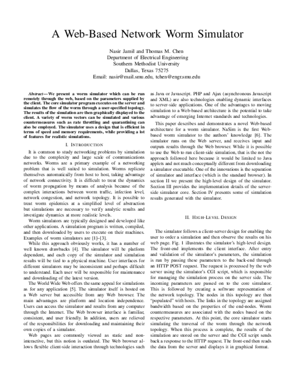 (PDF) A Web-Based Network Worm Simulator