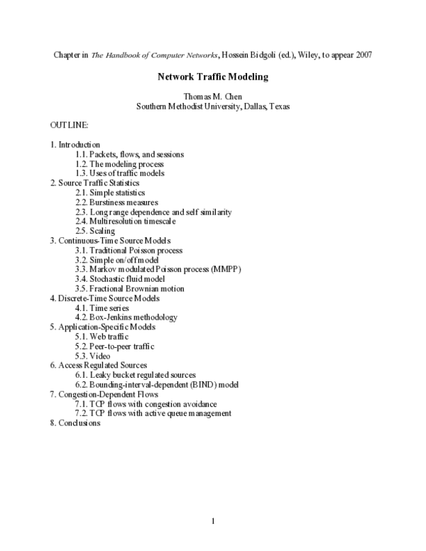 (PDF) Network Traffic Modeling