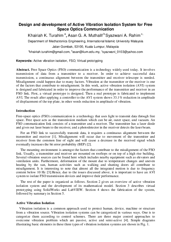 (PDF) Design and development of active vibration isolation system for free space optics ...