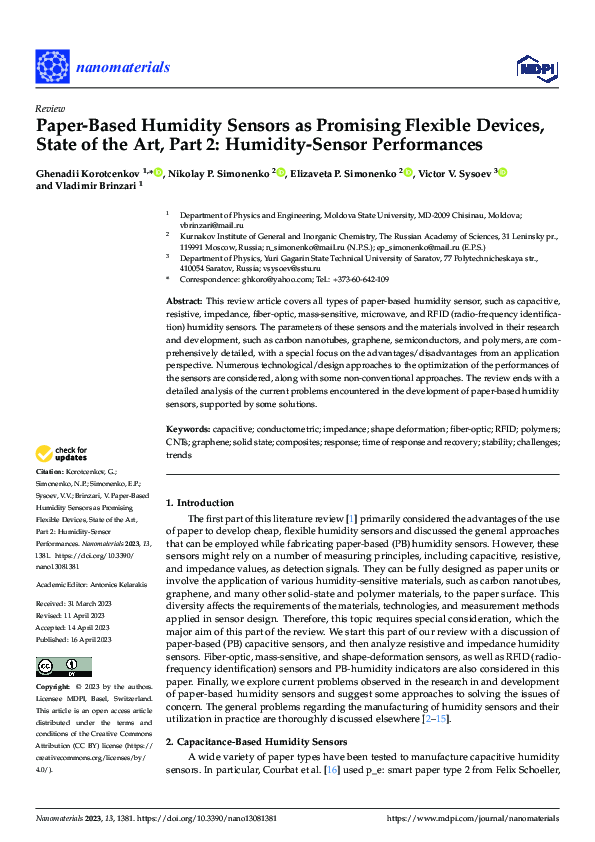 (PDF) Paper-Based Humidity Sensors as Promising Flexible Devices, State ...