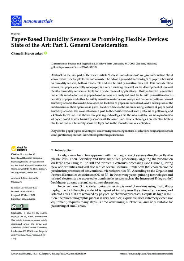 (PDF) Paper-Based Humidity Sensors as Promising Flexible Devices: State ...