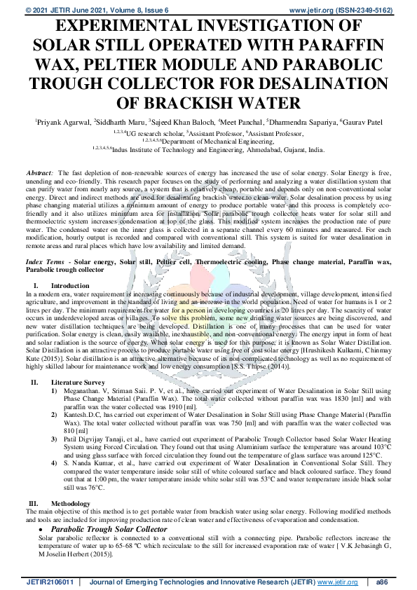 (PDF) Experimental Investigation of Solar Still Operated with Paraffin ...