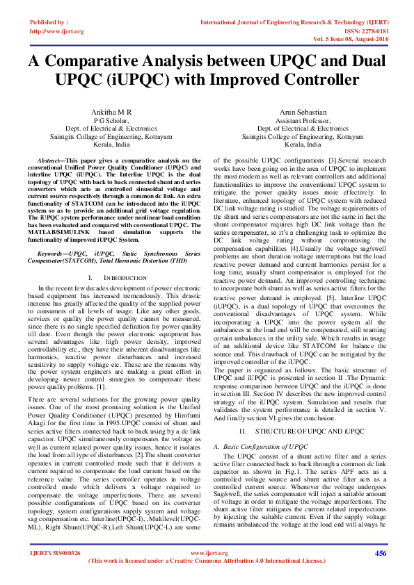 (PDF) A Comparative Analysis between UPQC and Dual UPQC (iUPQC) with ...