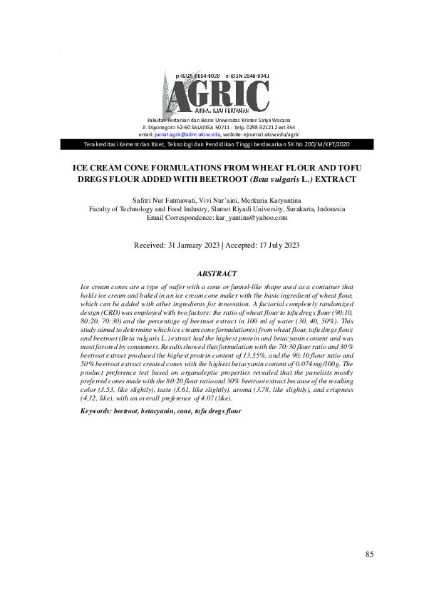 (PDF) ICE CREAM CONE FORMULATIONS FROMWHEAT FLOUR AND TOFU DREGS FLOUR ...