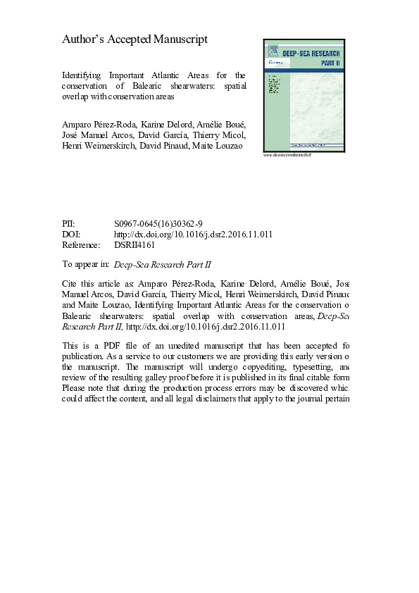 (PDF) Identifying Important Atlantic Areas for the conservation of ...