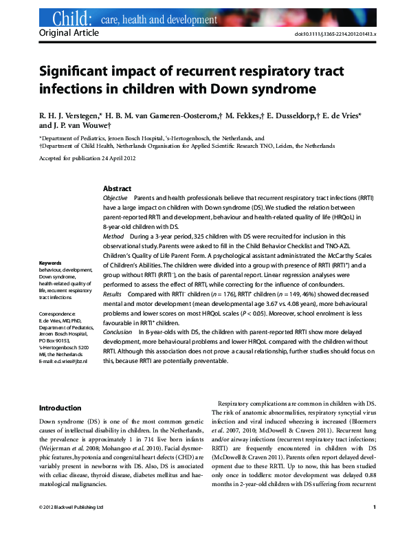 (PDF) Significant impact of recurrent respiratory tract infections in ...
