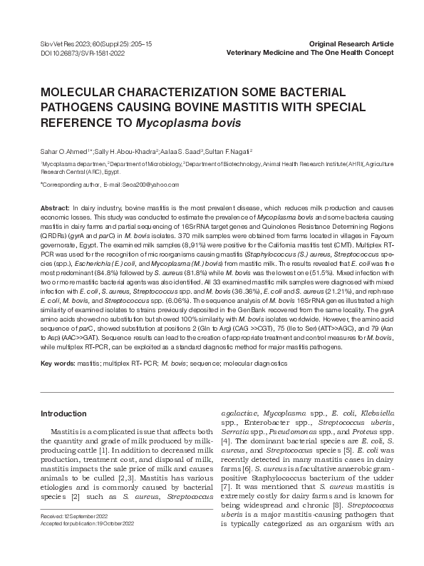 (PDF) MOLECULAR CHARACTERIZATION SOME BACTERIAL PATHOGENS CAUSING ...