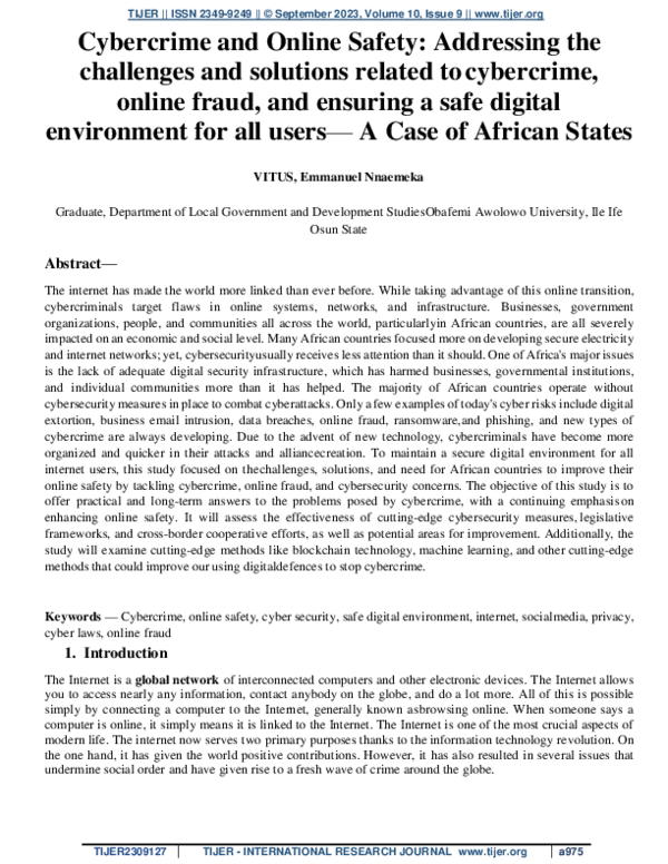 (PDF) Cybercrime and Online Safety: Addressing the Challenges and ...