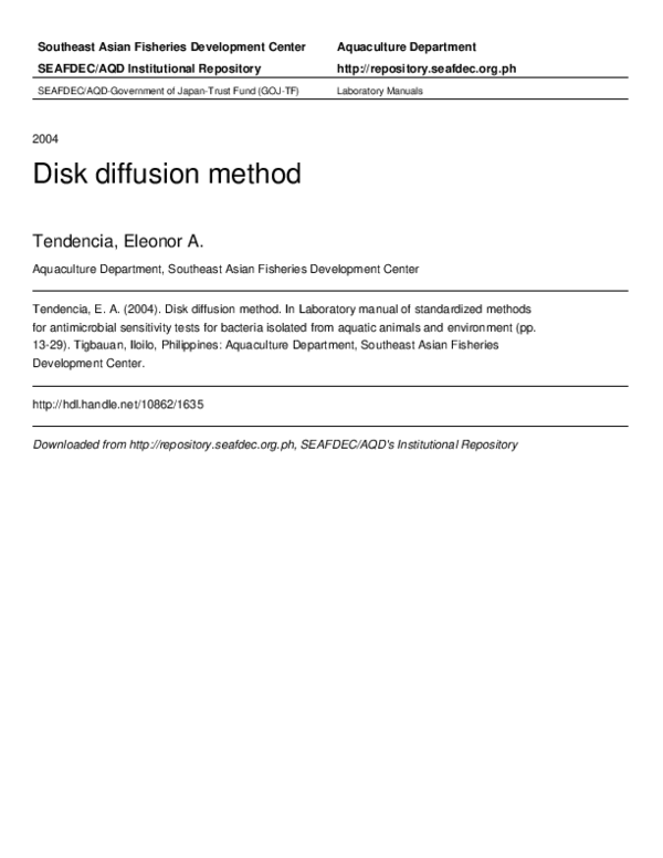 (PDF) Disk Diffusion Method