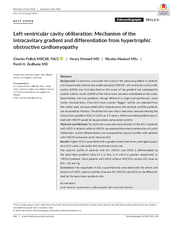 (PDF) Left ventricular cavity obliteration: Mechanism of the ...