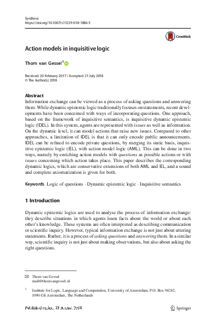 (PDF) Action models in inquisitive logic