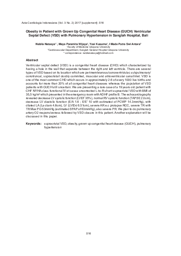 (PDF) Obesity in Patient with Grown Up Congenital Heart Disease (GUCH ...