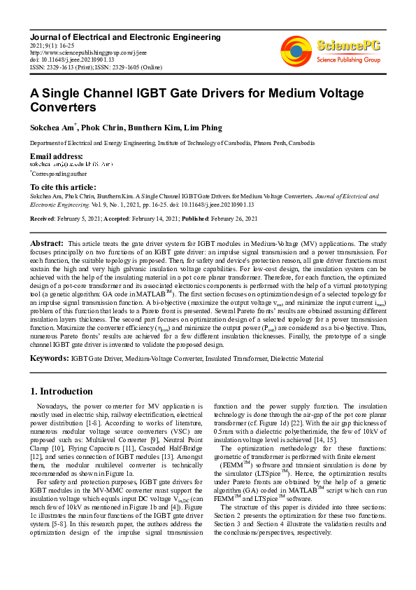 (PDF) A Single Channel IGBT Gate Drivers for Medium Voltage Converters