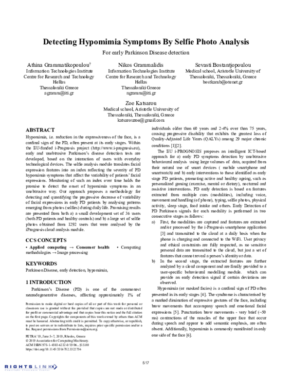 (PDF) Detecting hypomimia symptoms by selfie photo analysis