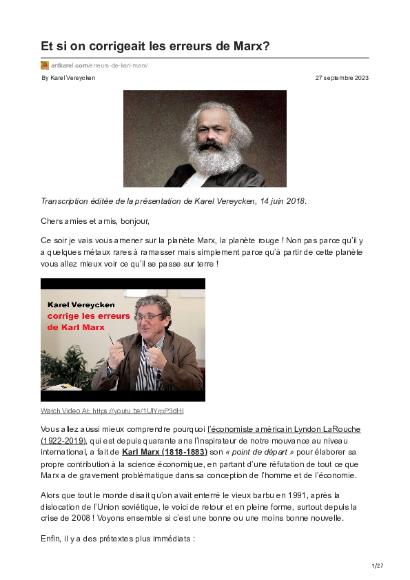 (PDF) Et si on corrigeait les erreurs de Marx?