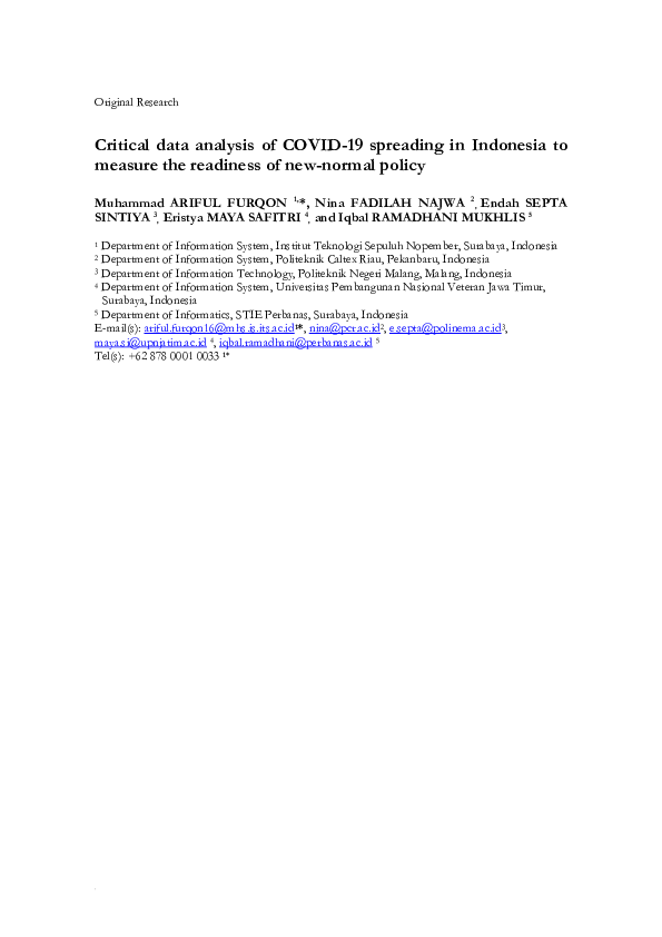 (PDF) Critical data analysis of COVID-19 spreading in Indonesia to ...