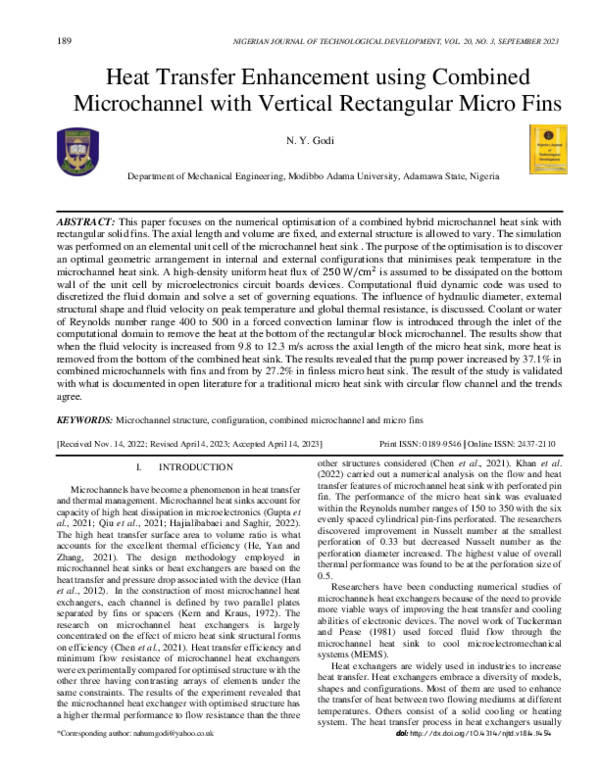 (PDF) Heat Transfer Enhancement using Combined Microchannel with Vertical Rectangular Micro Fins