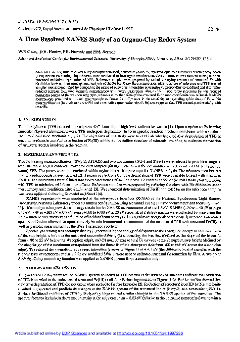 (PDF) A Time Resolved XANES Study of an Organo-Clay Redox System