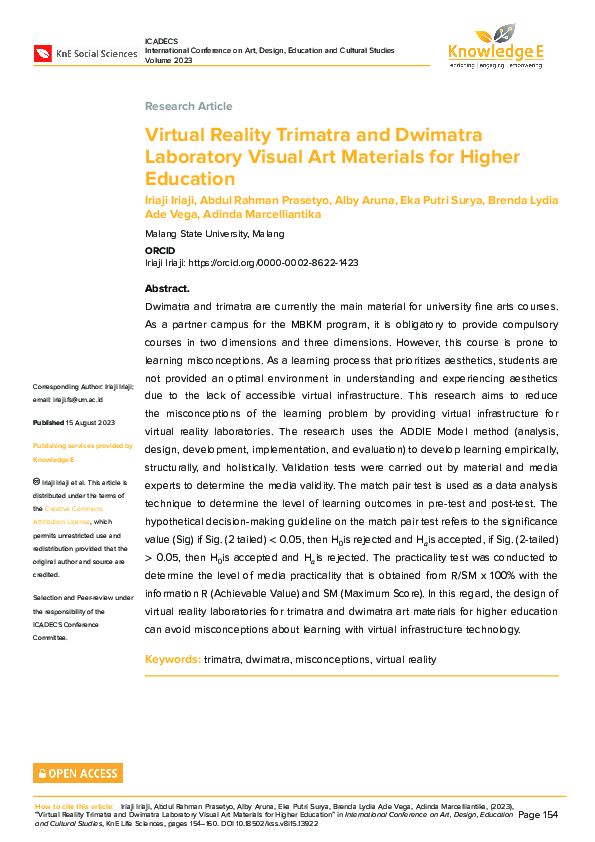 (PDF) Virtual Reality Trimatra and Dwimatra Laboratory Visual Art ...