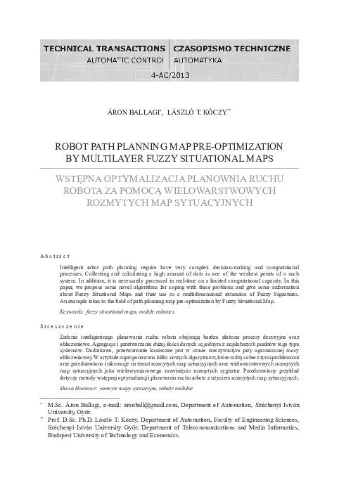 (PDF) Robot path planning map pre-optimization by Multilayer Fuzzy Situational Maps