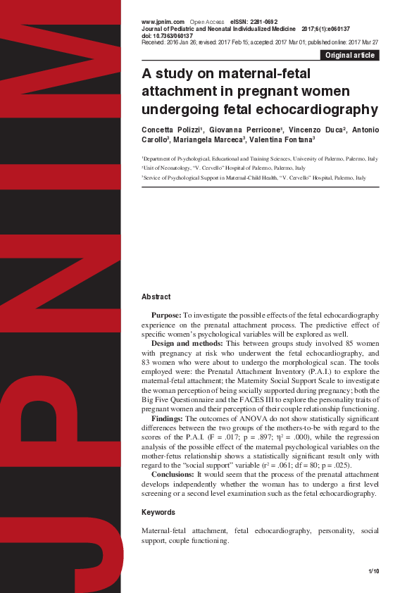 (PDF) A study on maternal-fetal attachment in pregnant women undergoing ...