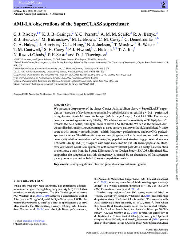 (PDF) AMI-LA observations of the SuperCLASS supercluster