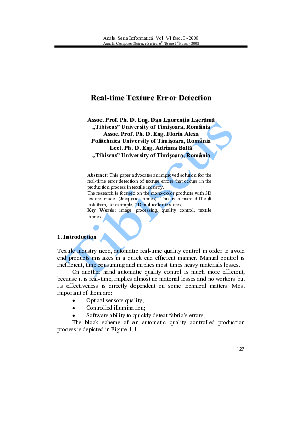 (PDF) Real-time Texture Error Detection
