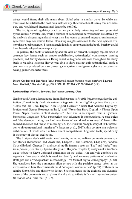 (PDF) Systemic functional linguistics in the digital age