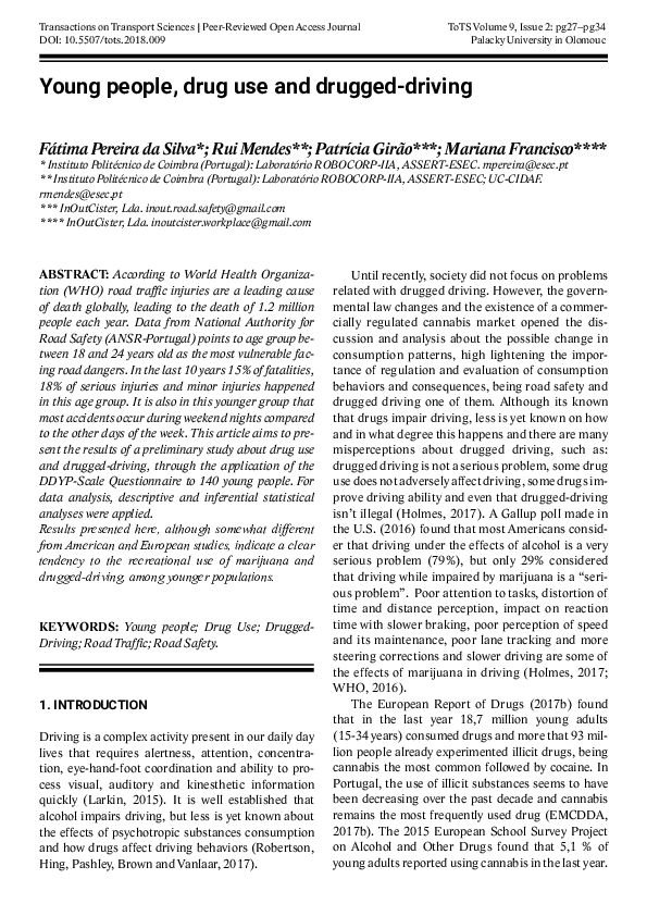 (PDF) Young people, drug use and drugged-driving
