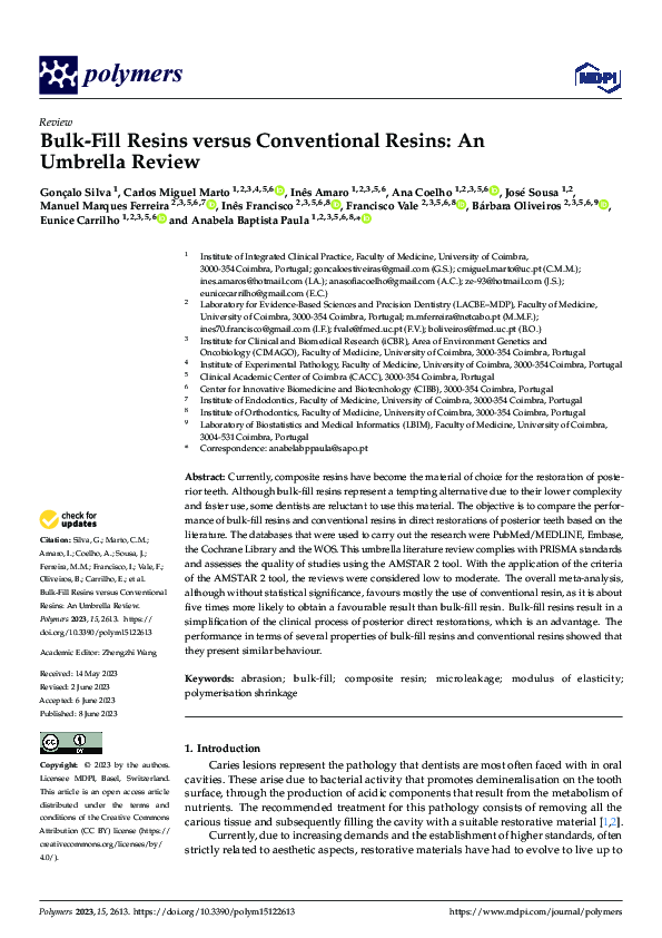 (PDF) Bulk-Fill Resins versus Conventional Resins: An Umbrella Review