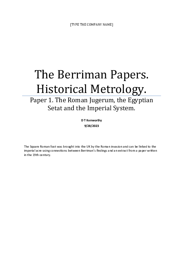(DOC) The Berriman Papers. Historical Metrology paper 1 The Jugerum ...