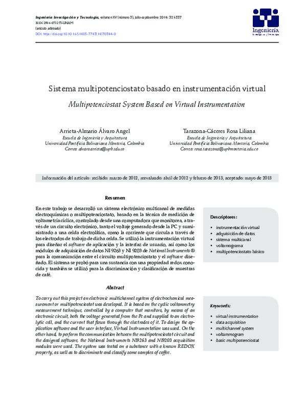 (PDF) Sistema multipotenciostato basado en instrumentación virtual