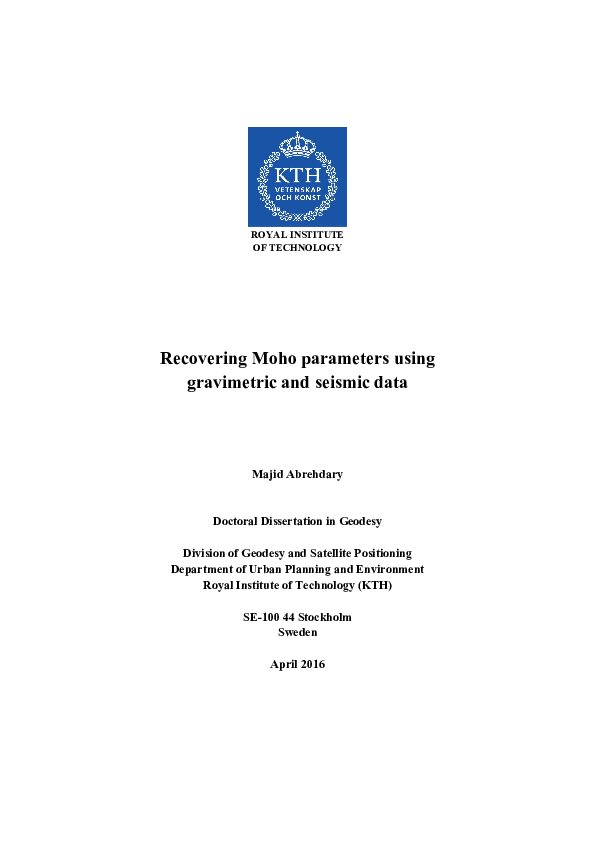 (PDF) Recovering Moho parameters using gravimetric and seismic data