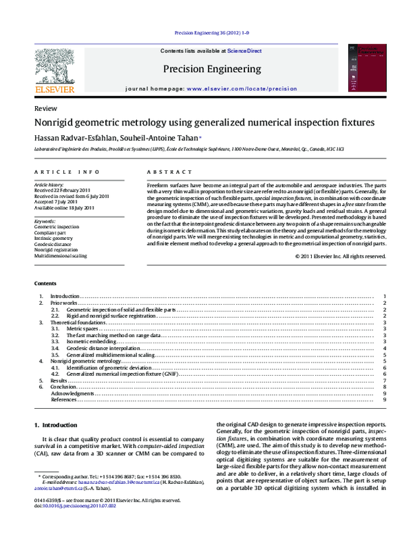 (PDF) Nonrigid geometric metrology using generalized numerical ...