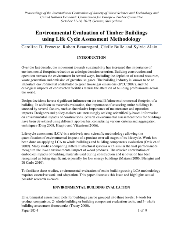 (PDF) Life Cycle Assessment of Timber Buildings